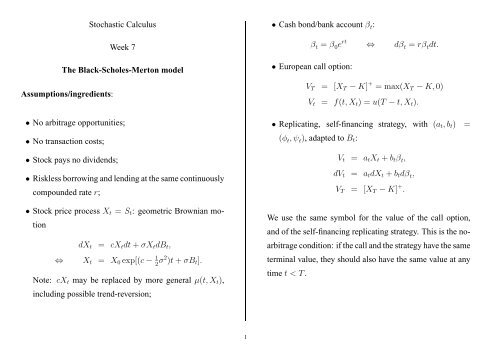 Stochastic Calculus Week 7 The Black-Scholes-Merton model ...