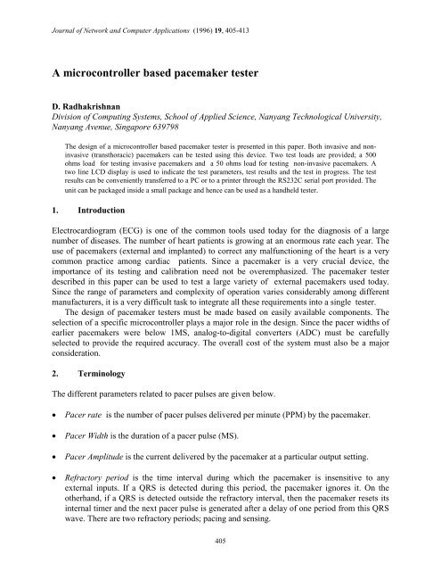 A microcontroller based pacemaker tester - Engineering