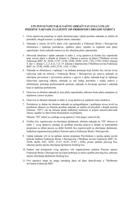 UPUTSTVO/NAPUTAK O NAČIN