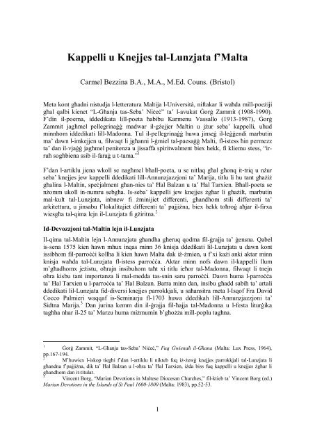 Kappelli u Knejjes tal-Lunzjata f'Malta