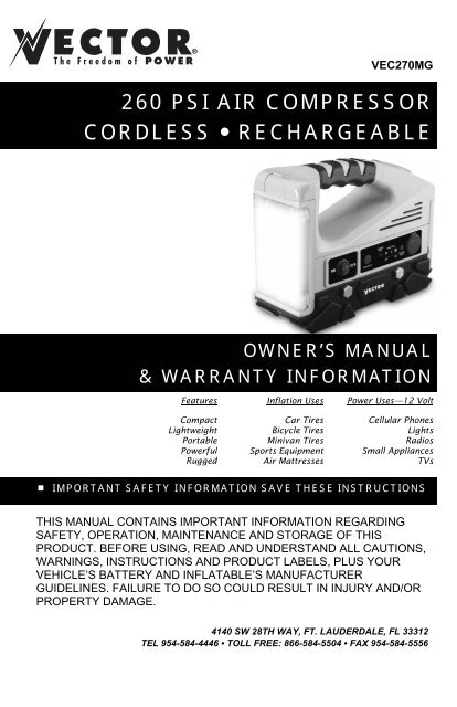 260 PSI AIR COMPRESSOR CORDLESS RECHARGEABLE