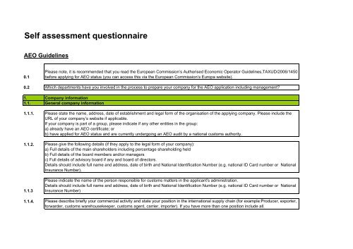 AEO Self Assessment - Gov.mt