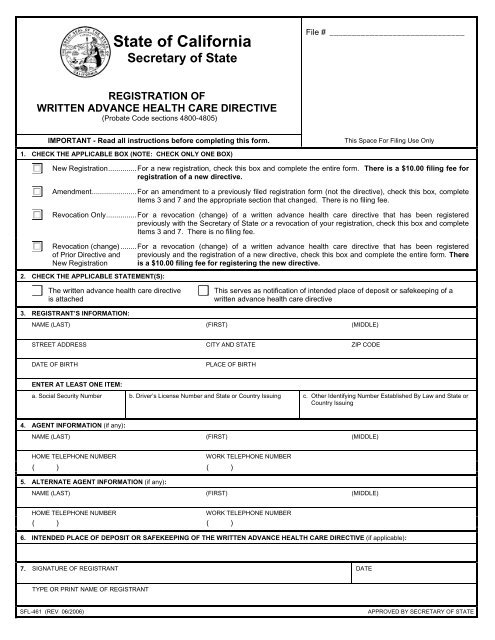 AHCD Registration Form - Family Legal Ease