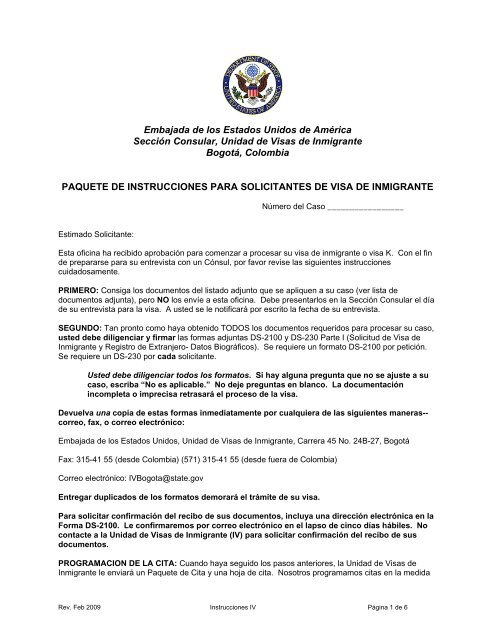 99CKET 4 -Spanish - Embajada de Los Estados Unidos de America ... 99CKET 4 -Spanish - Embajada de Los Estados Unidos de America ...