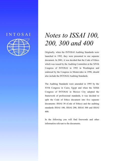 Notes to ISSAI 100, 200, 300 and 400