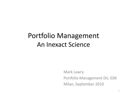 Portfolio Management Dir, GSK - Pharma