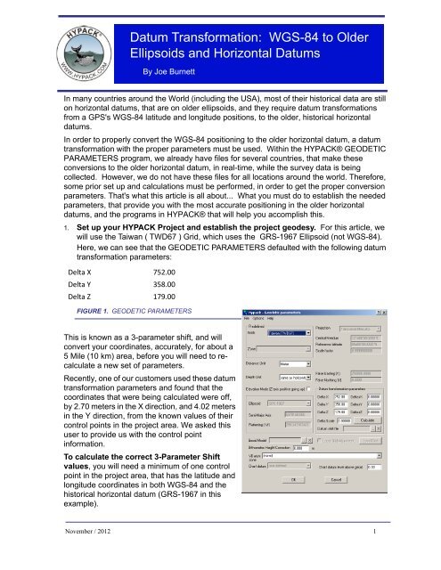 Datum Transformation Parameters Setup - Hypack