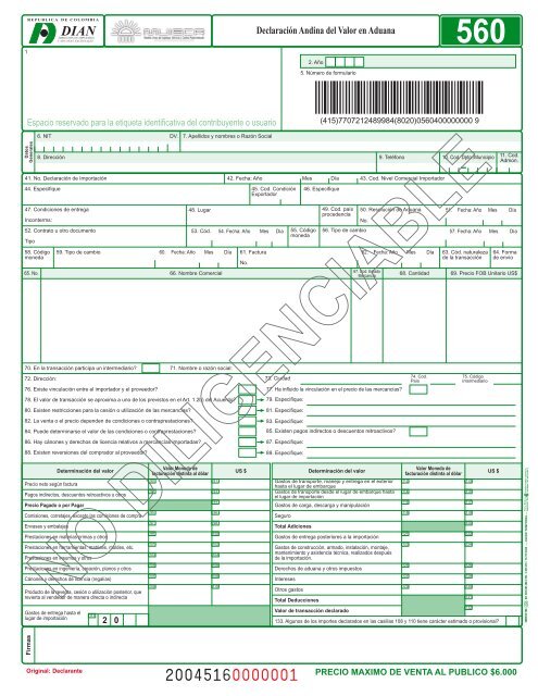 DeclaraciÃ³n Andina del Valor en Aduana - Actualicese