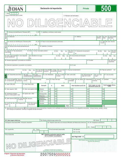 formulario DIAN No. 500 - Actualicese