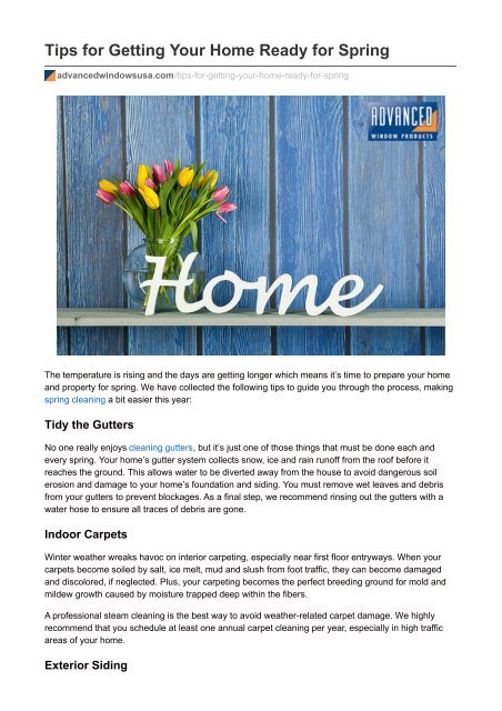 Tips for Getting Your Home Ready for Spring