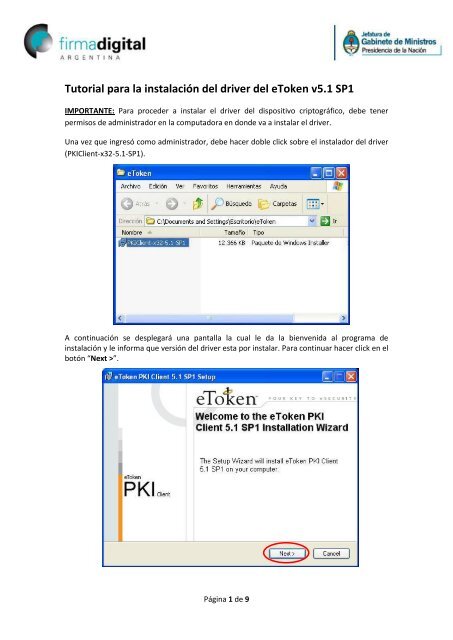 Instructivo para instalación y configuración de eToken
