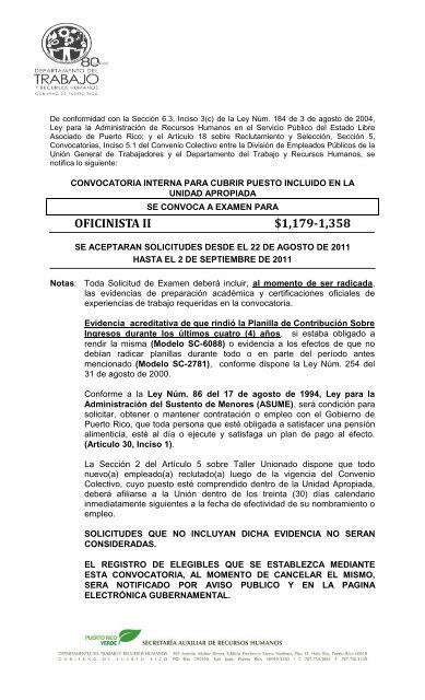 25 de febrero de 1996 - Departamento del Trabajo y Recursos ...