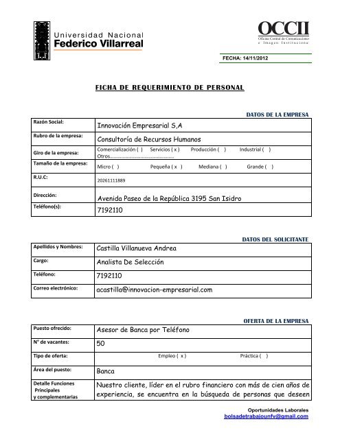 REQUERIMIENTO DE PERSONAL