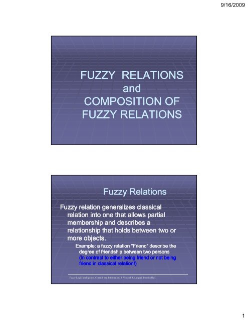 FUZZY RELATIONS and COMPOSITION OF FUZZY RELATIONS