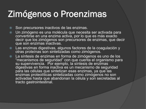 Zimógenos o Proenzimas