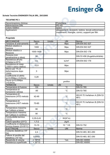 TECAFINE PE 3 - Ensinger Italia S.p.A.