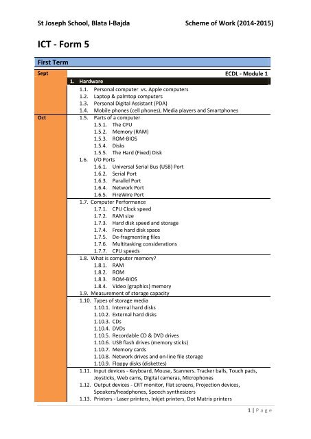 ICT FORM 5 - St Joseph School, Blata l-Bajda