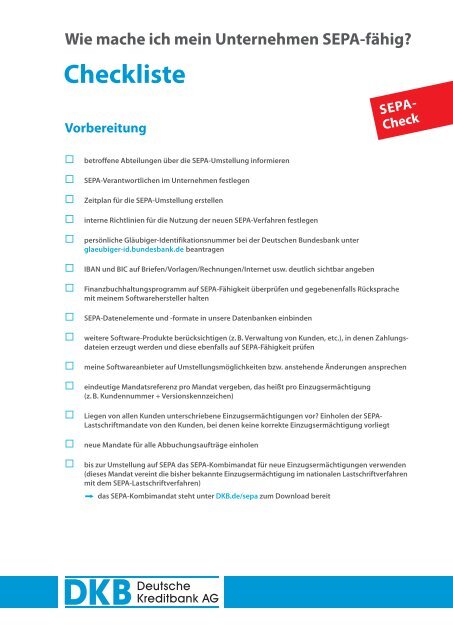 SEPA-Checkliste - DKB