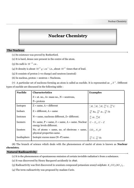 Nuclear Chemistry - TestBag