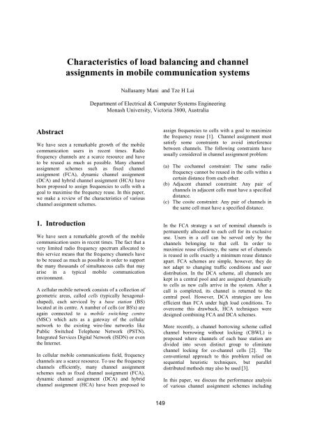 Characteristics of Channel Assignment Schemes in Mobile ...