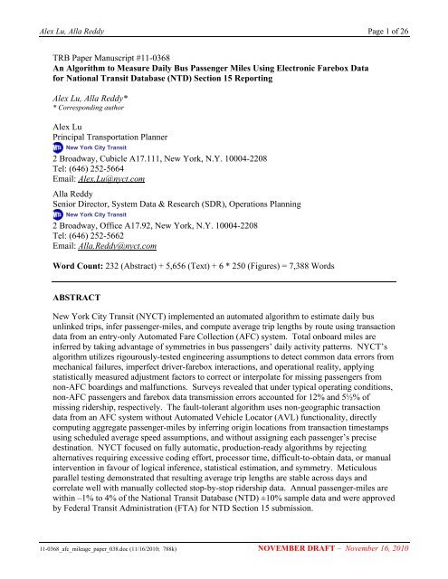 TRB Paper Manuscript #11-0368 An Algorithm to ... - Lexciestuff.net