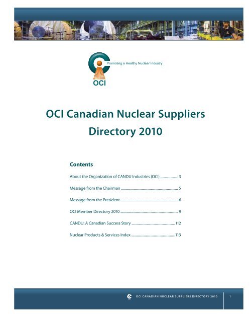 OCI Member Directory 2010 - Organization of CANDU Industries