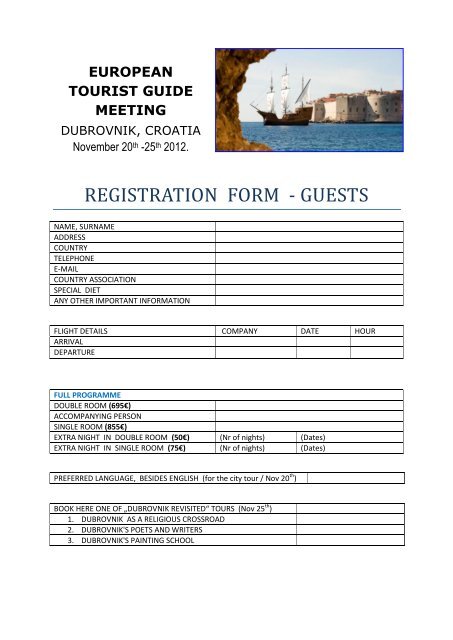 registration form - guests - World Federation of Tourist Guide ...