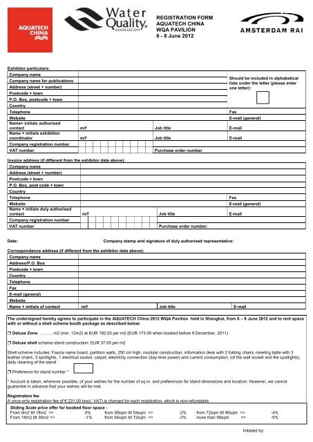 REGISTRATION FORM AQUATECH CHINA WQA ... - Aquatechtrade