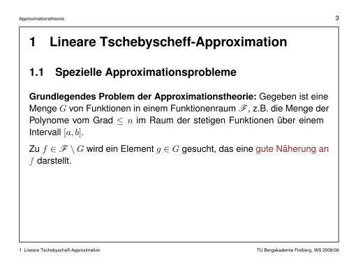 1 Lineare Tschebyscheff-Approximation - TU Bergakademie Freiberg