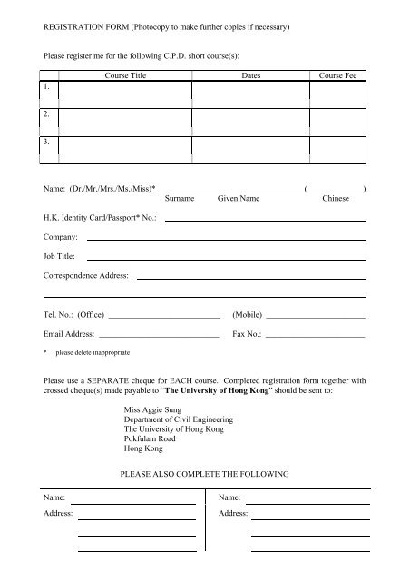 registration form - Department of Civil Engineering - The University ...
