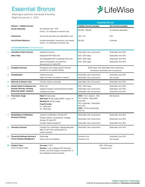 Bronze Plans - LifeWise Health Plan of Washington