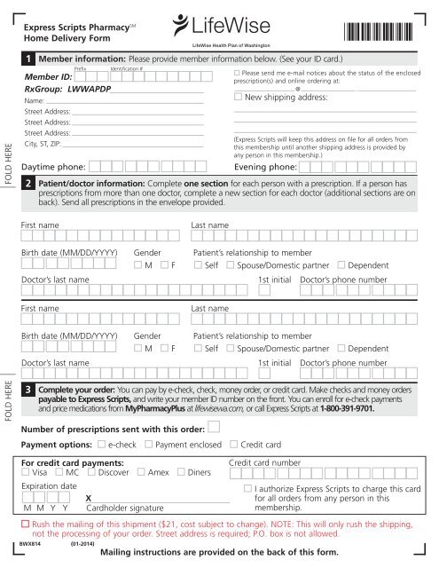 Express Scripts Mail-Order Form - LifeWise Health Plan of Washington