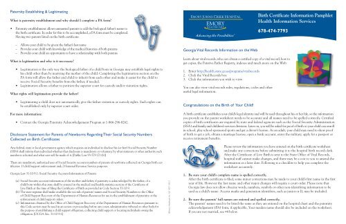 Birth Certificate Information Pamphlet Health Information Services ...