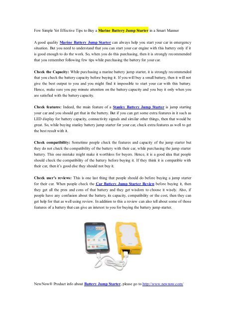 Few Simple Yet Effective Tips to Buy a Marine Battery Jump Starter in a ...