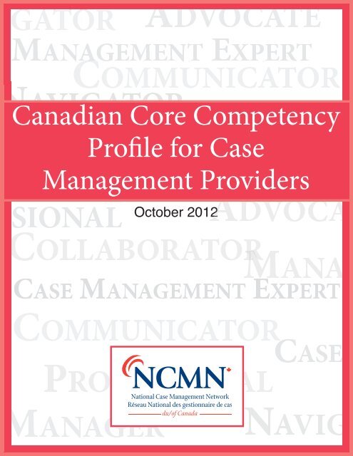 Canadian Core Competency Profile for Case Management Providers
