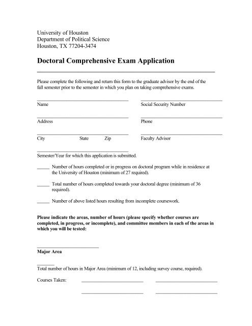 Doctoral Comprehensive Exam Application - Political Science ...