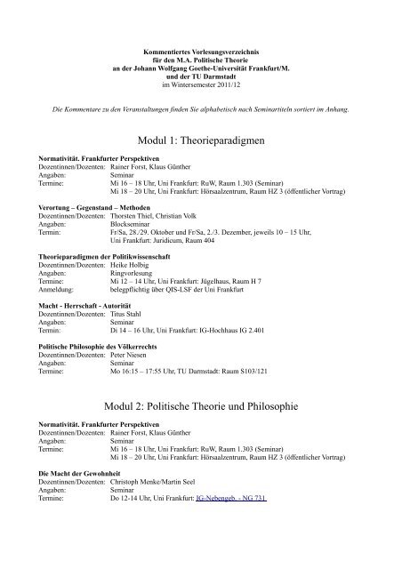 KVV WS 11/12 - MA Politische Theorie