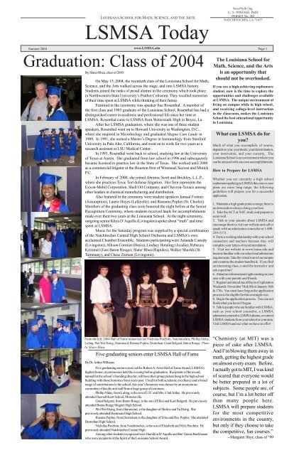 LSMSA Today_Summer04.pmd - Louisiana School for Math ...