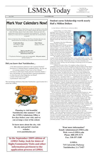 LSMSA Today - Louisiana School for Math, Science, and the Arts