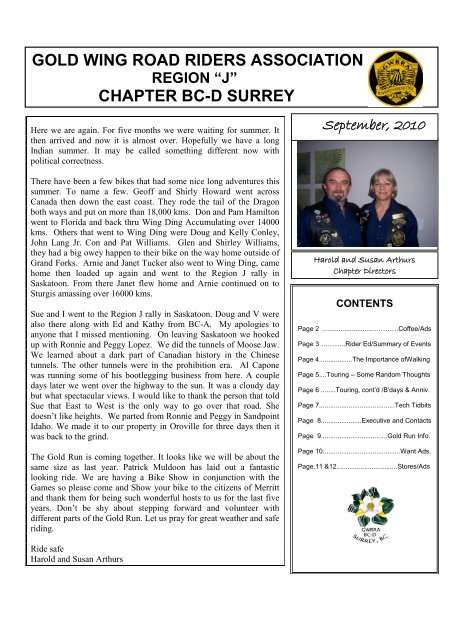 GOLD WING ROAD RIDERS ASSOCIATION CHAPTER ... - gwrra bc-d