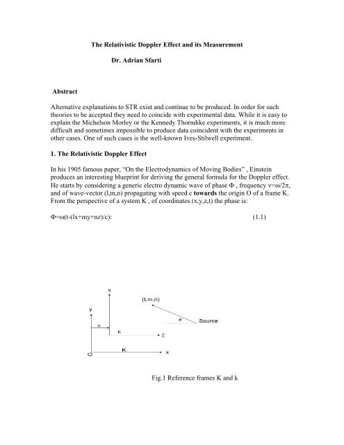 The Relativistic Doppler Effect and its Measurement - Millennium ...