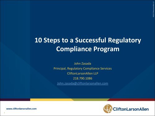 10 Steps to a Successful Regulatory Compliance Program