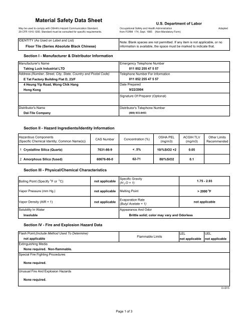 Download Granite- Absolute Black MSDS - Products