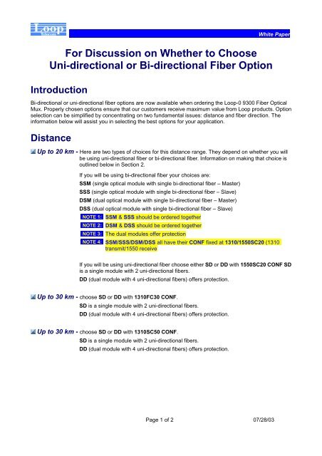 Uni-directional vs. Bi-directional Fiber