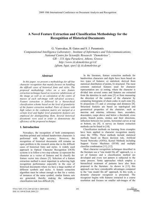 A Novel Feature Extraction And Classification Methodology For The