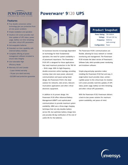 Powerware® 9120 UPS - United Power & Battery