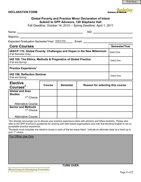 GPP Minor Declaration Form