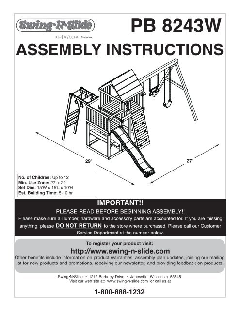 Assembly Instructions - Swing-N-Slide