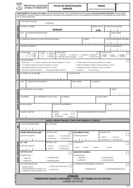 ficha de investigaÃ§Ã£o dengue