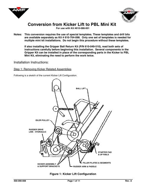 Conversion from Kicker Lift to PBL Mini Kit